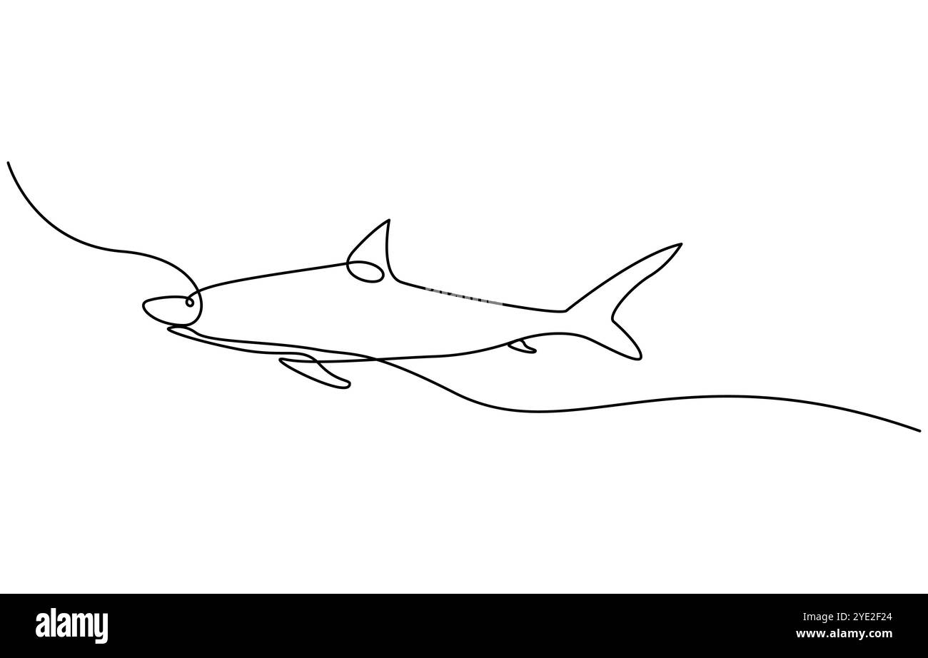 Continuous one line drawing of shark fish Stock Vector Image & Art - Alamy