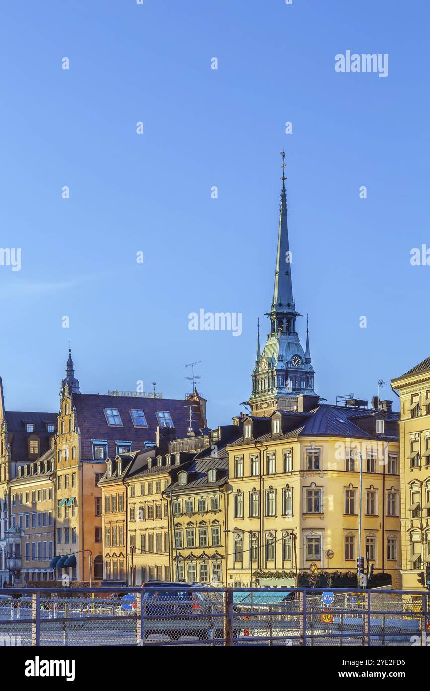 View of Gamla stan with German church tower in Stockholm, Sweden ...