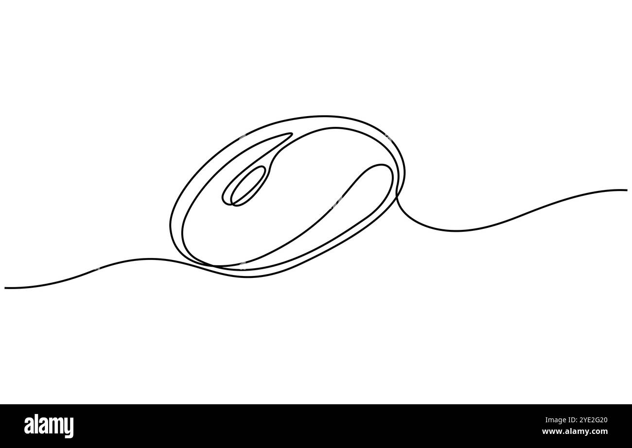 Drawn Continuous One Line Computer Mouse Logo Vector Illustration Computer Mouse Black Stroke