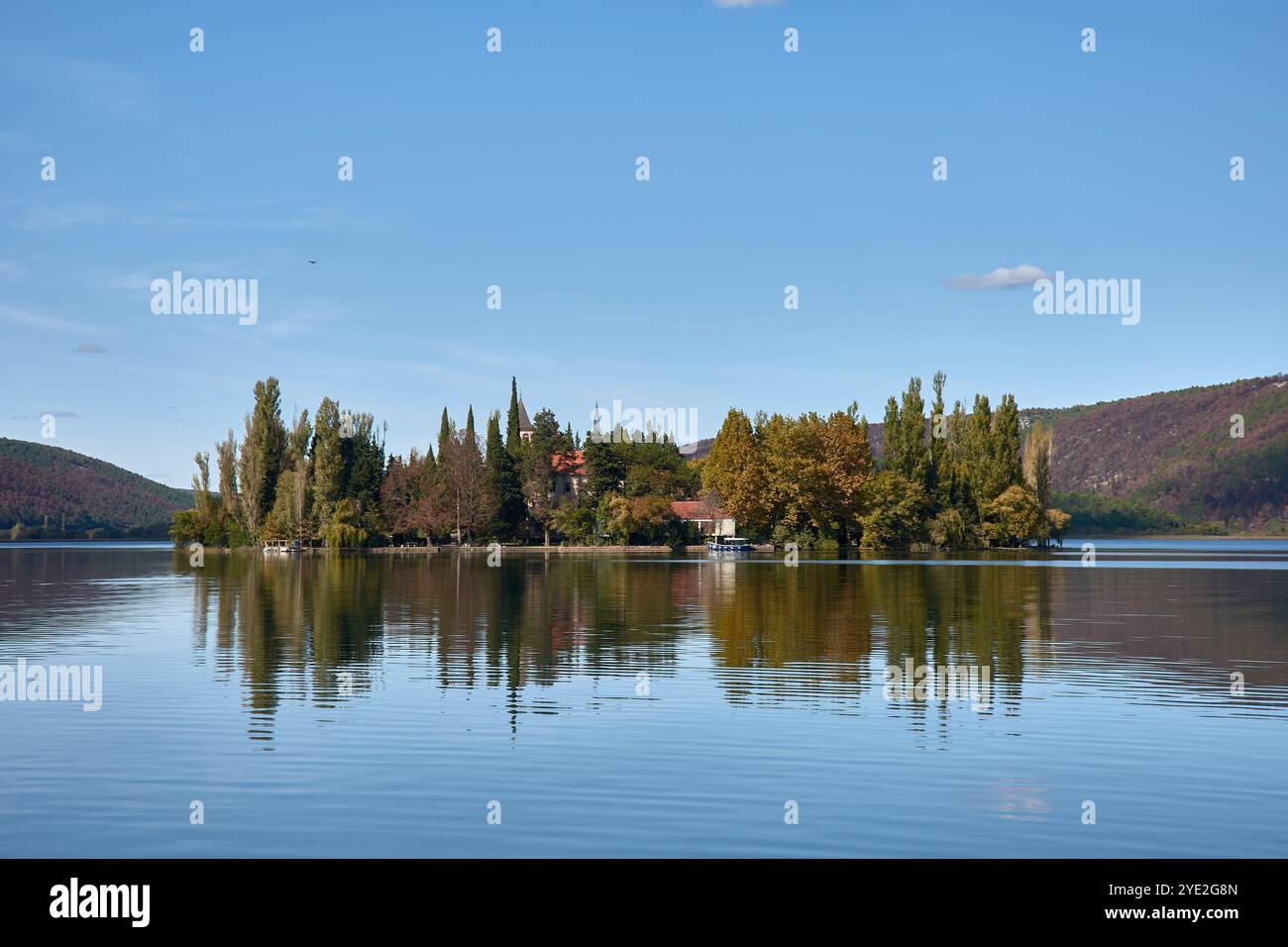 Visovac Island, located in the heart of Krka National Park, Croatia ...