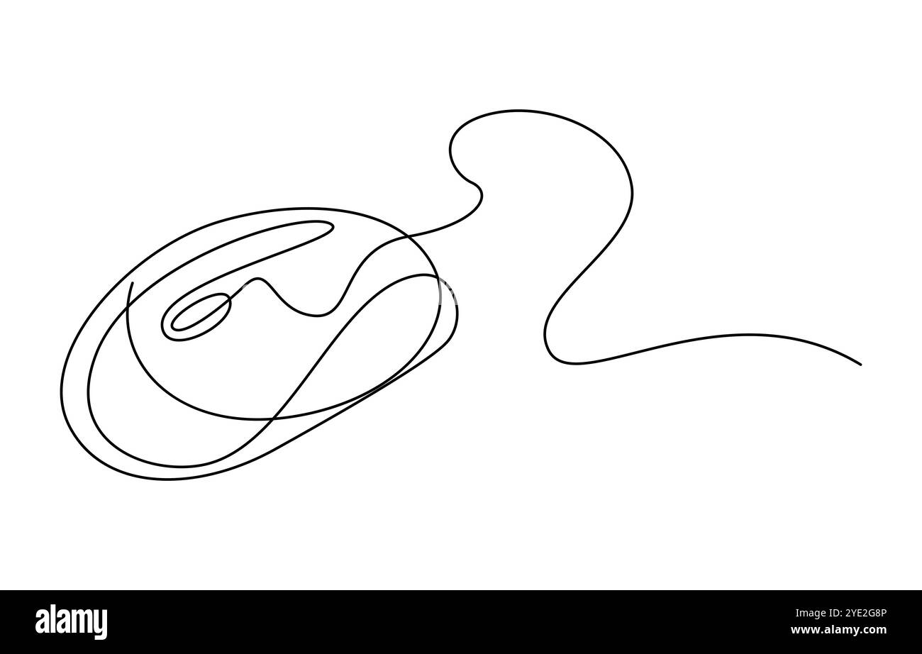 Drawn Continuous One Line Computer Mouse Logo Vector Illustration Computer Mouse Black Stroke