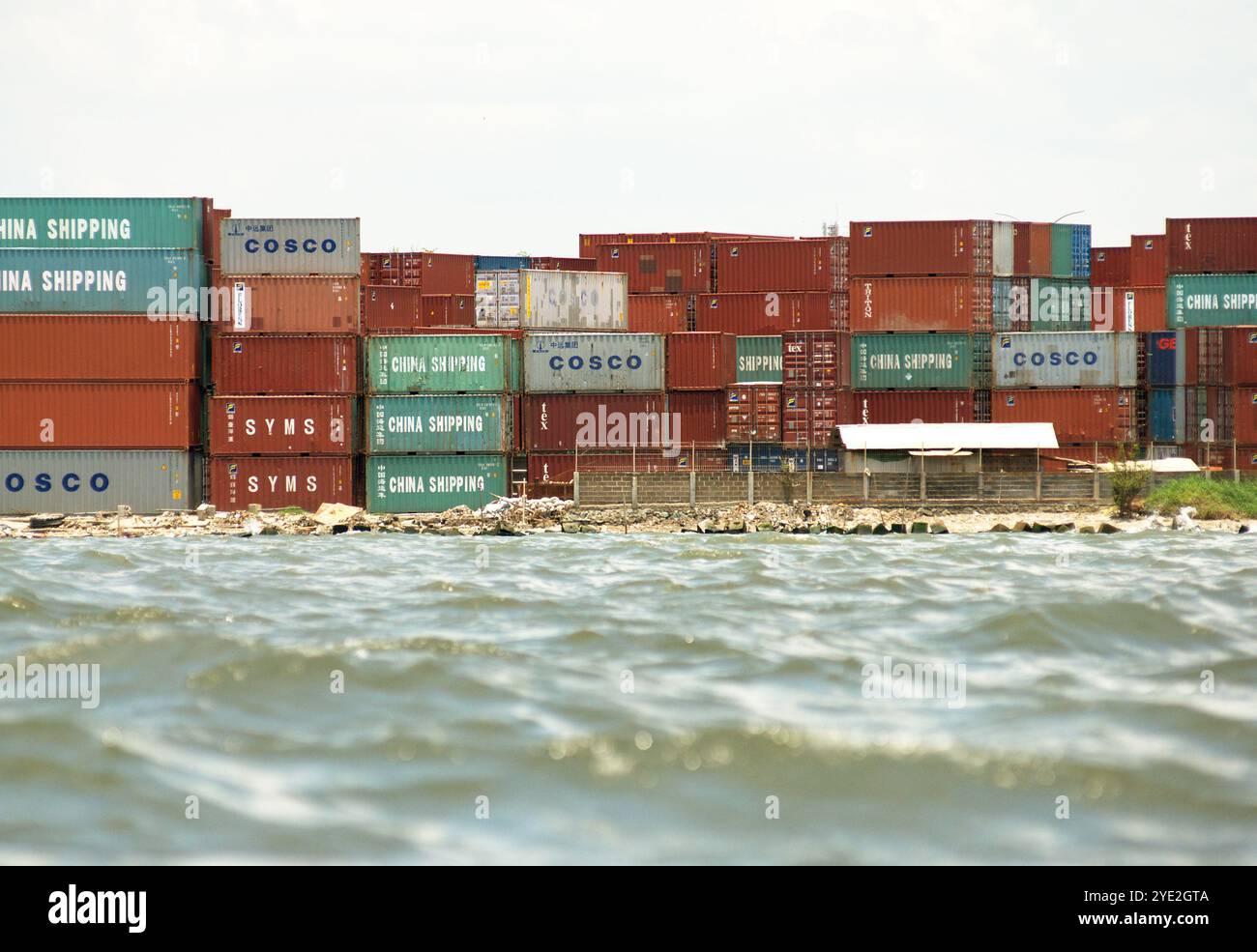 A shipping container terminal, a part of Jakarta Port extension area ...