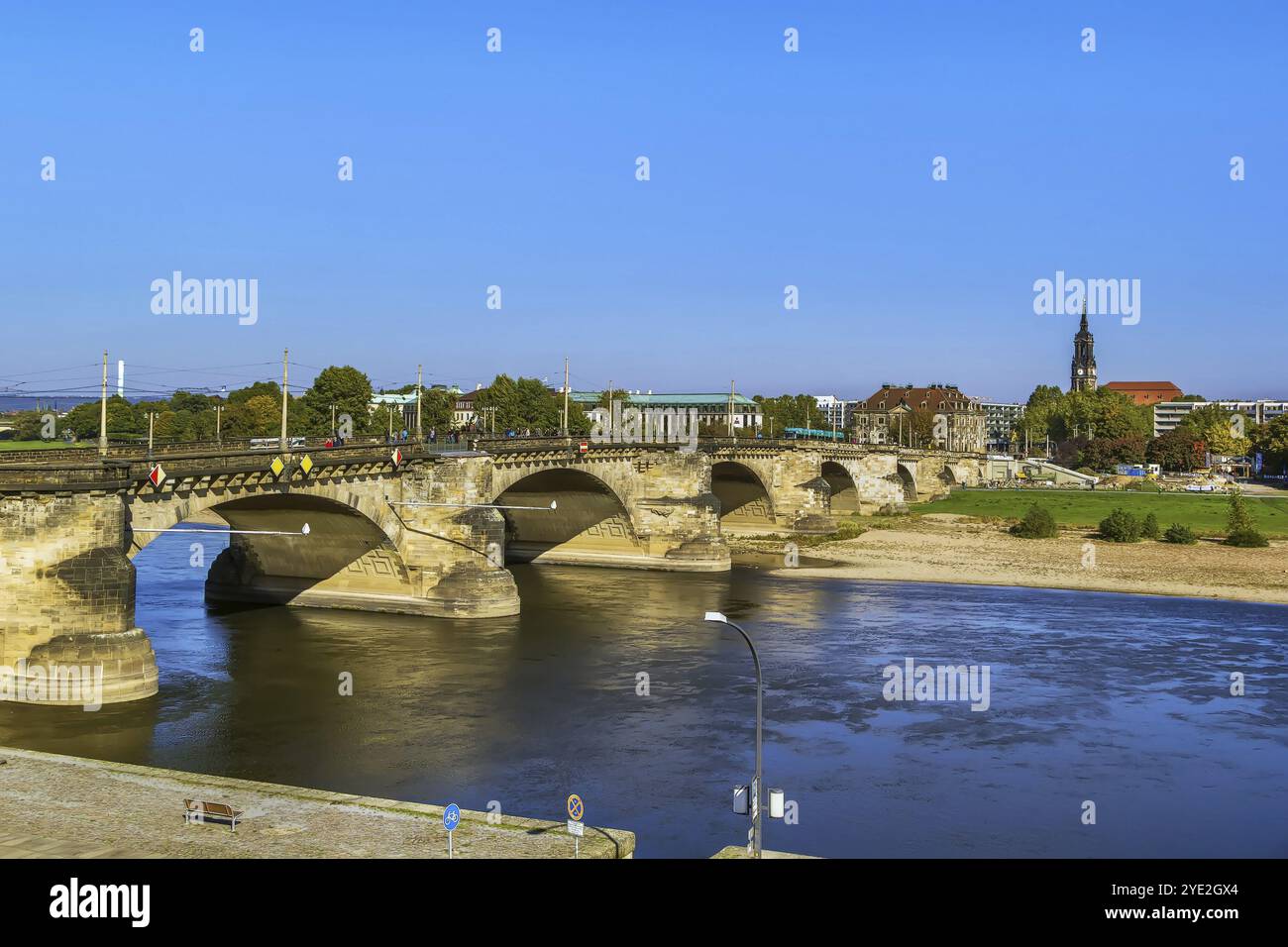 The Augustus Bridge is the oldest bridge in the city of Dresden, in the ...