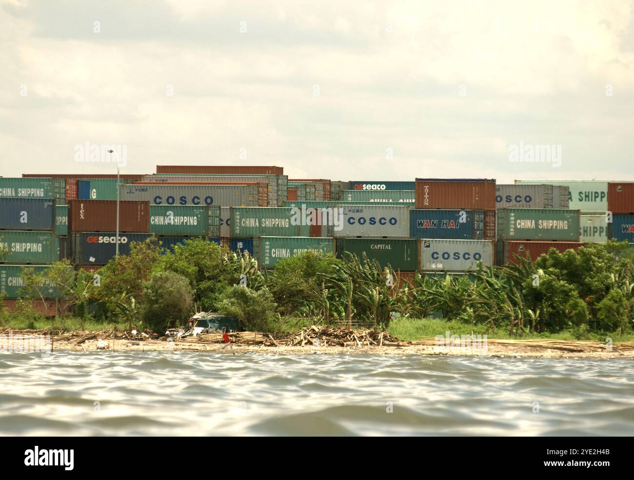 A shipping container terminal, a part of Jakarta Port extension area ...