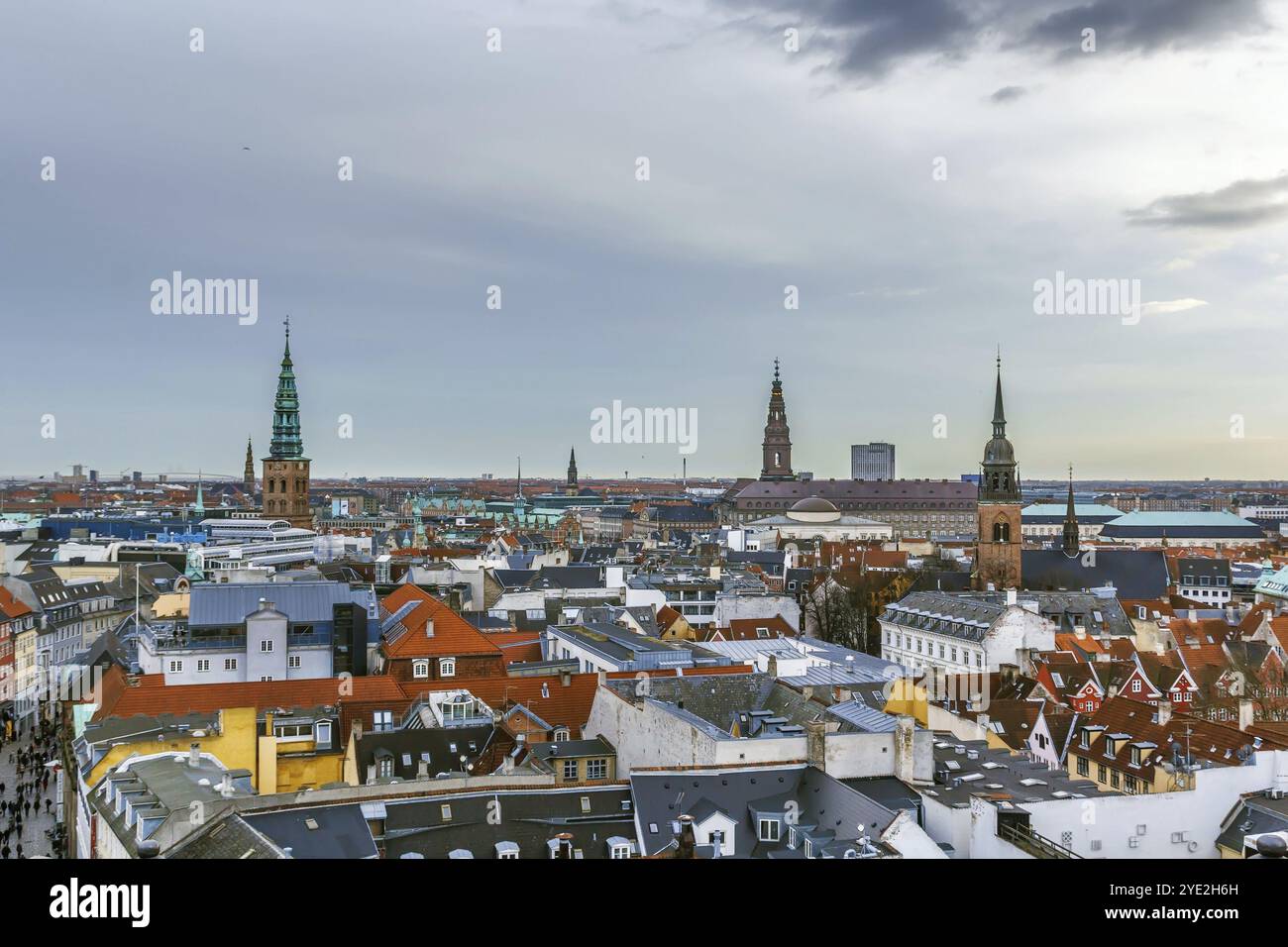 View of Copenhagen historic centre from The Round Tower, Denmark ...
