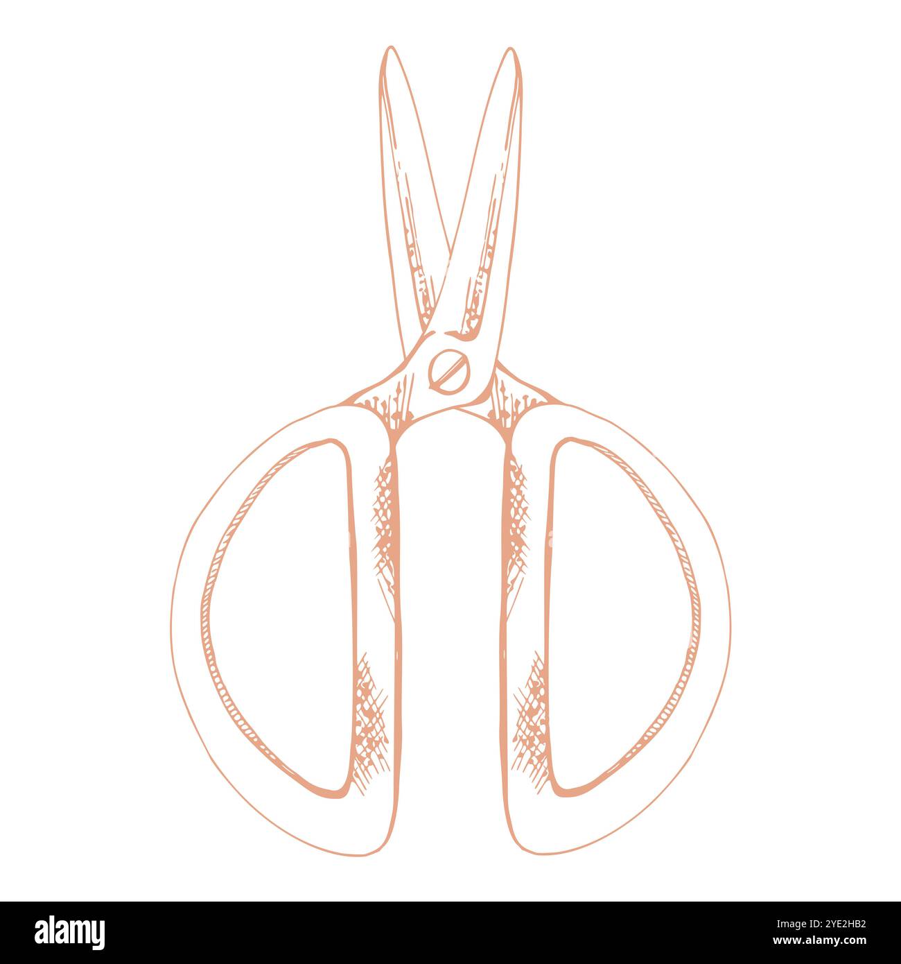 Fabric scissors shears thread cutting snips. Hand drawn ink vector ...