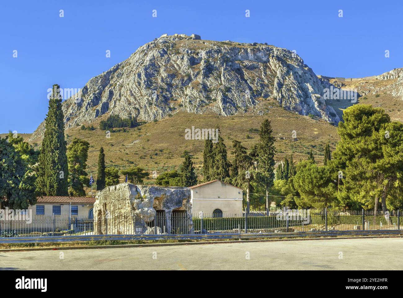 View of fortress Acrocorinth. Acrocorinth, Upper Corinth, the acropolis ...