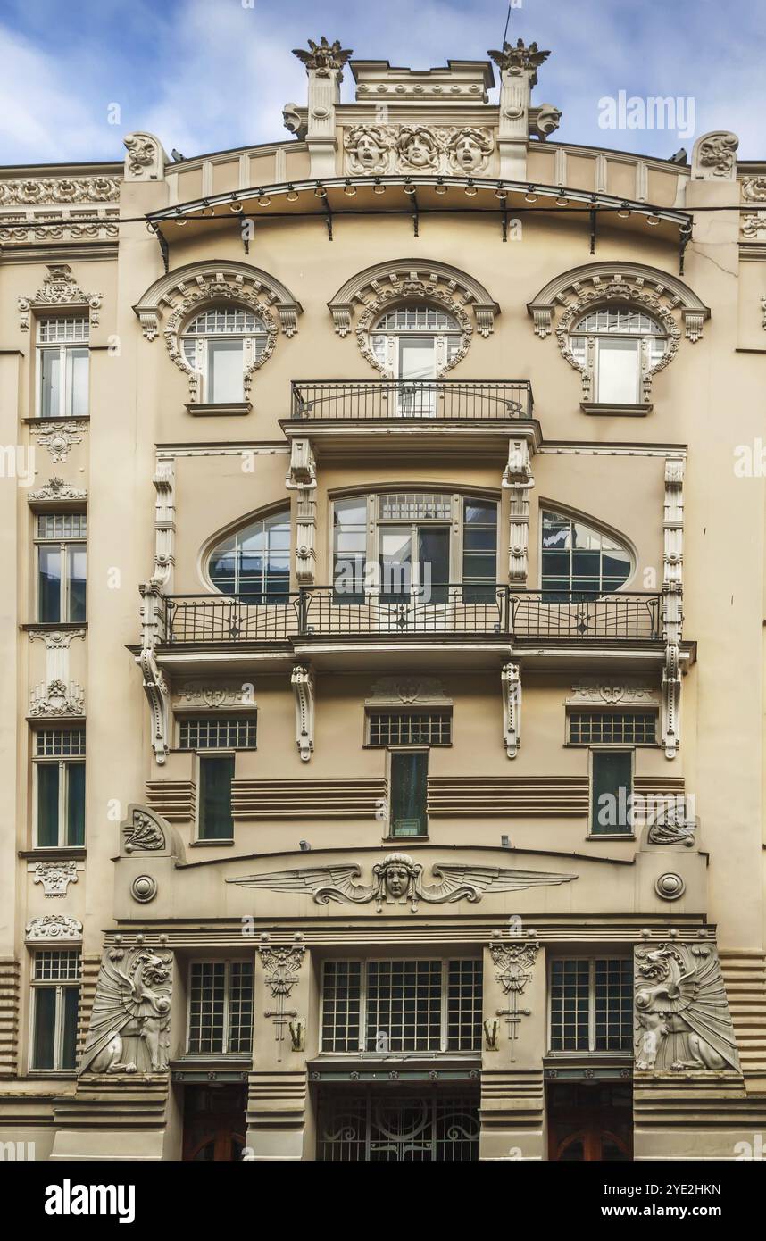 Facade of Building in Art Nouveau style, Riga, Latvia (Alberta street 4 ...