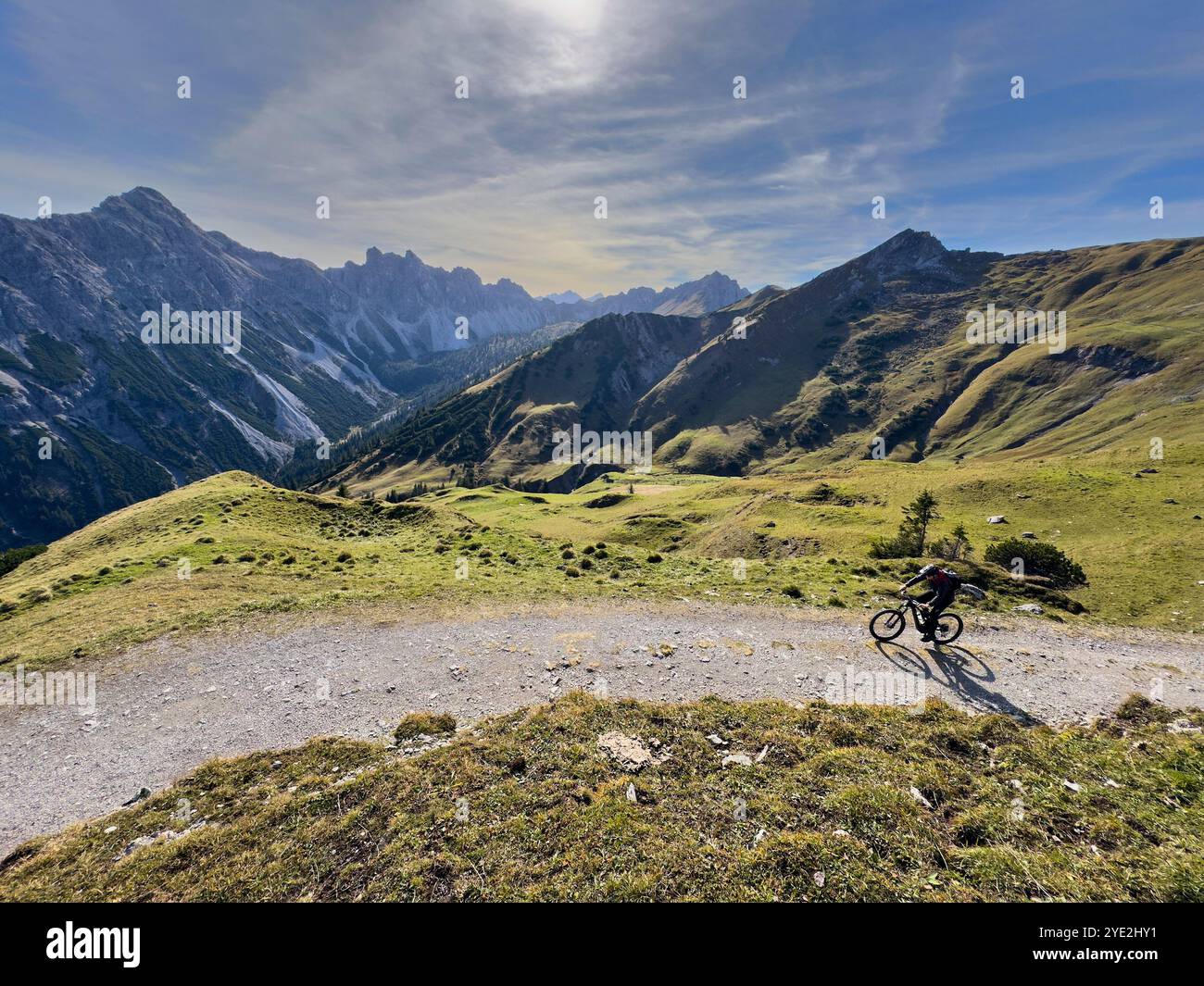 Haldensee, Austria. 20th Oct, 2024. Mountainbiker on the track up to ...