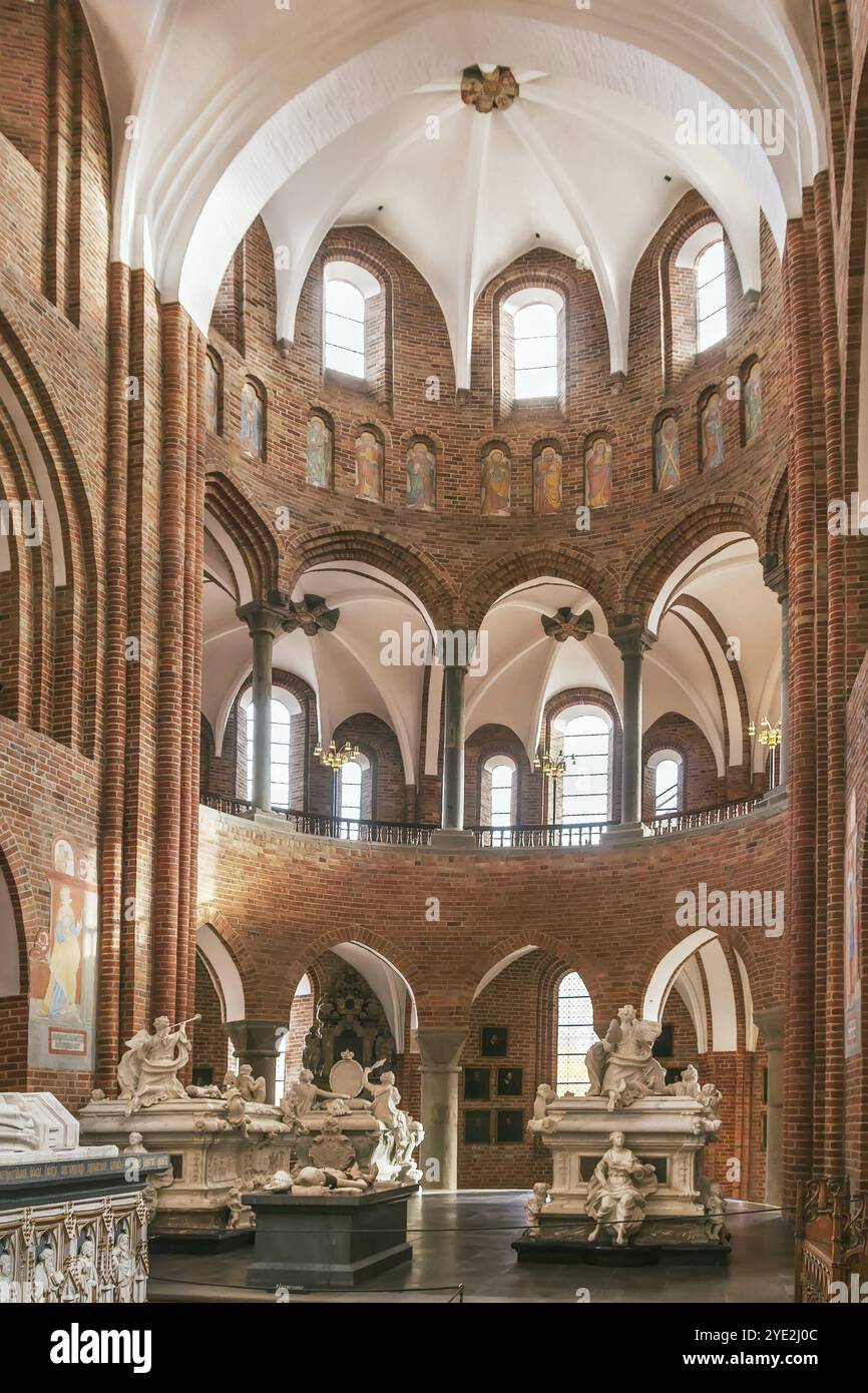 Roskilde Cathedral is the most important church in Denmark. Interior ...