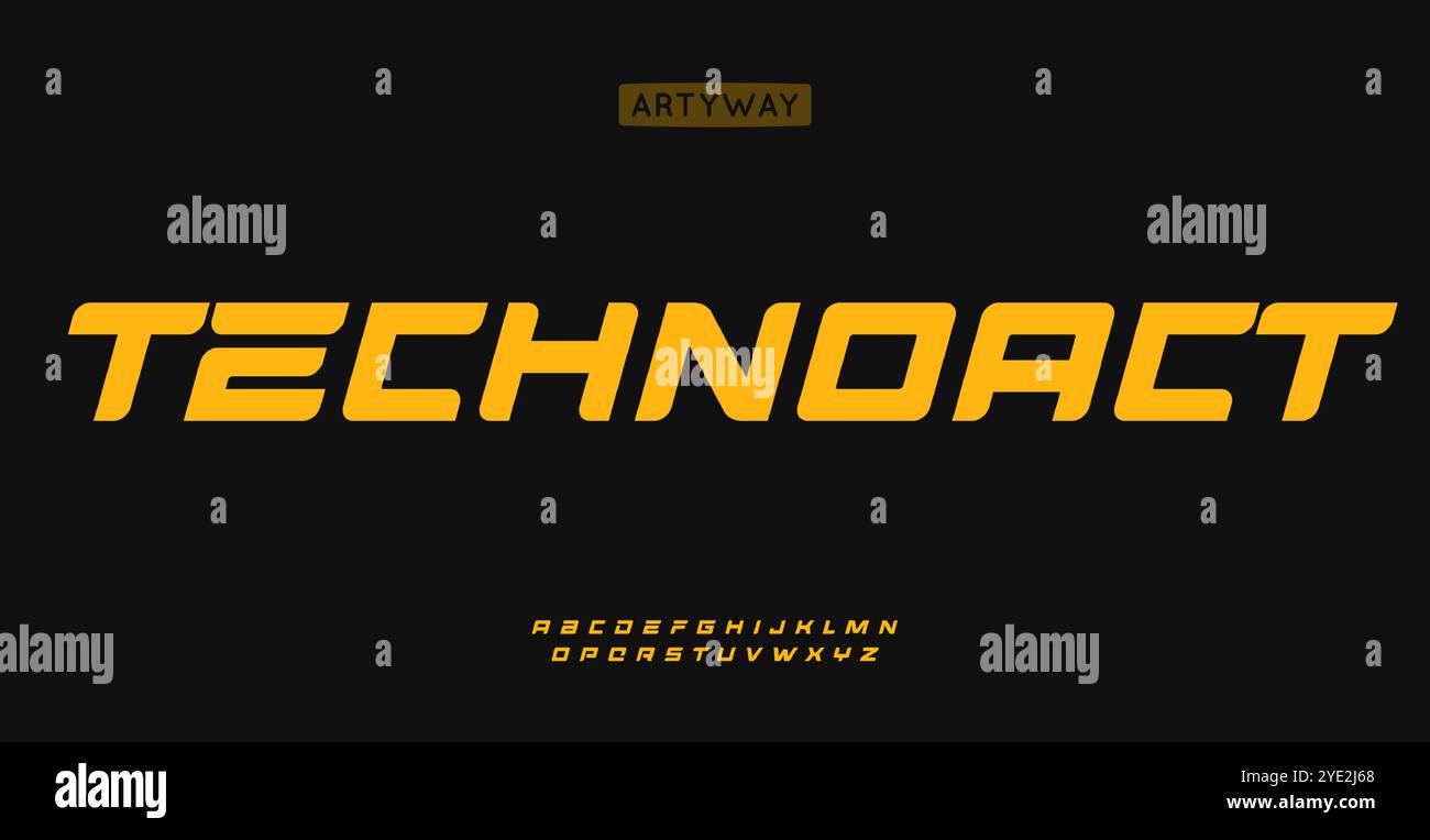 Techno race alphabet, sharp geometric letters, bold minimal italic font ...