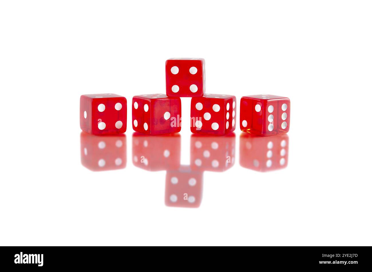 Red dice on white isolated background with beautiful reflection Stock ...