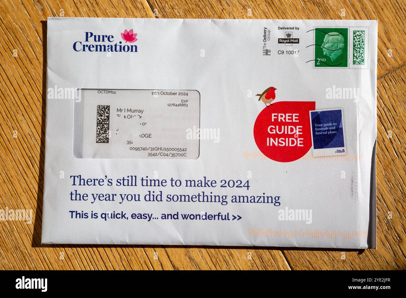 Envelope containing letter and marketing information guide about ...