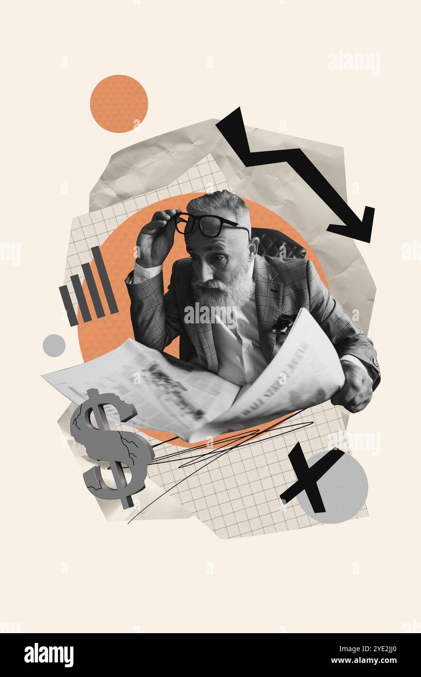 Vertical composite artwork collage image picture of grandfather read ...