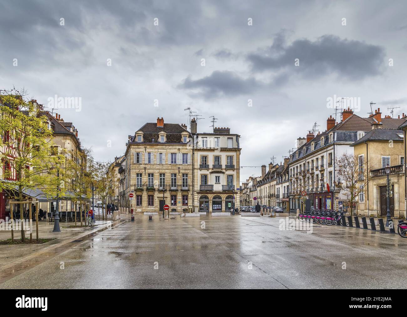 Square with historical houses in Dijon old town, France, Europe Stock ...
