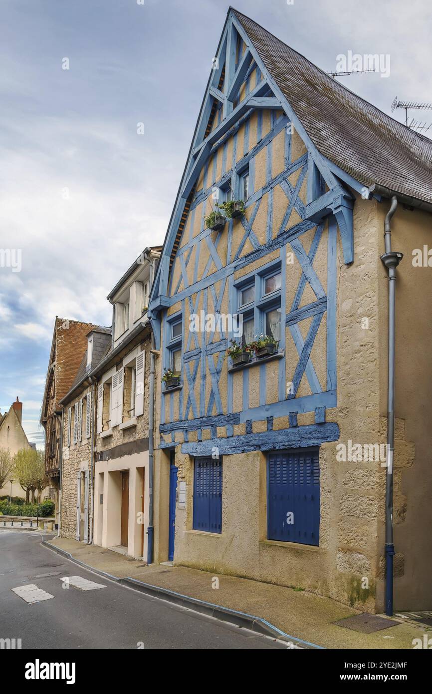 Street with historical houses in Nevers city center, Ftance Stock Photo ...
