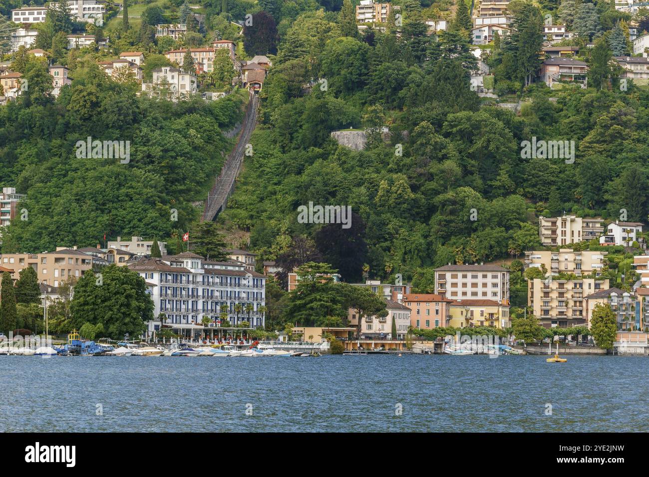 Cityscape overview with lake lugano hi-res stock photography and images ...