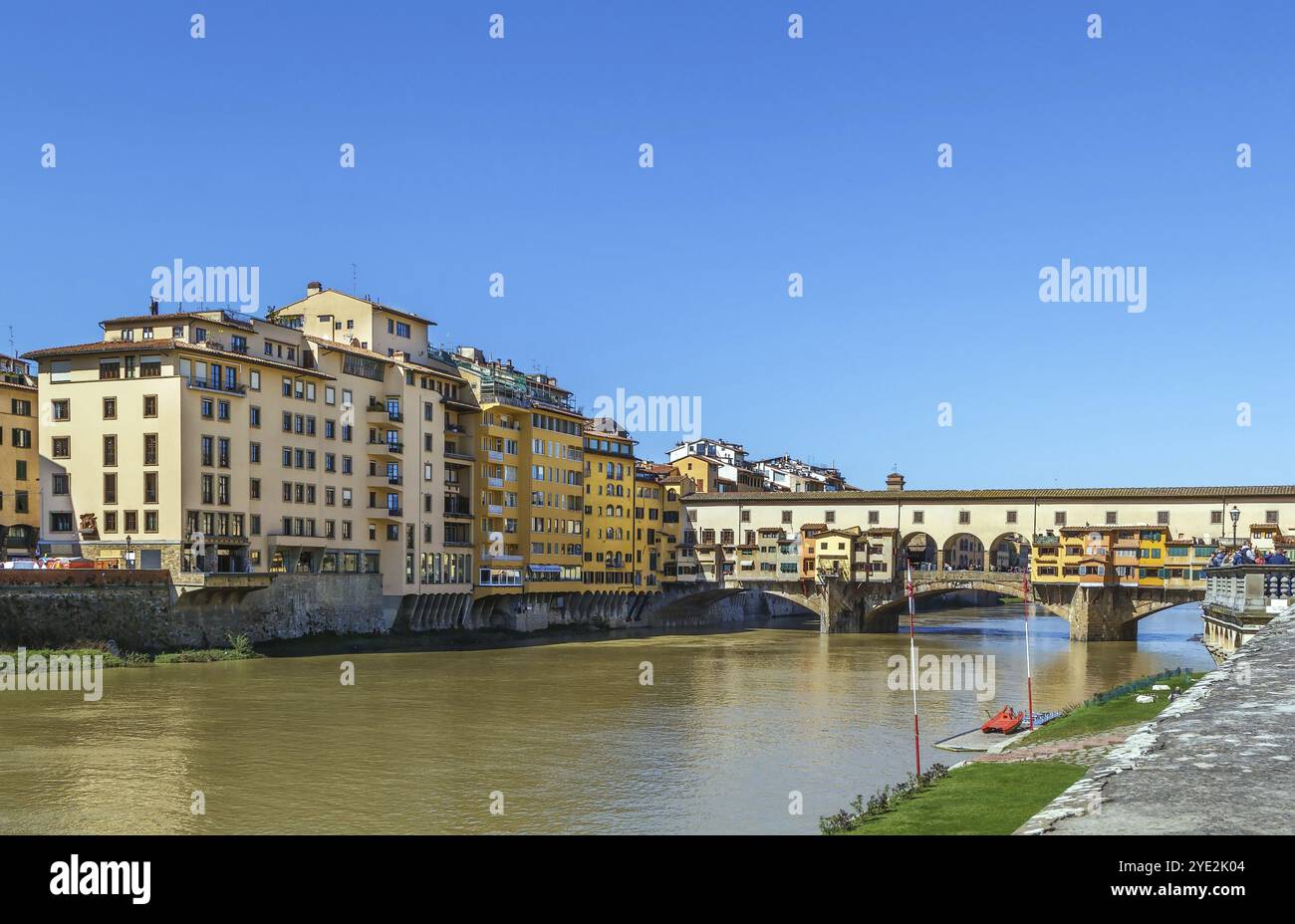 Ponte Vecchio (Old Bridge) is a Medieval stone closed-spandrel ...