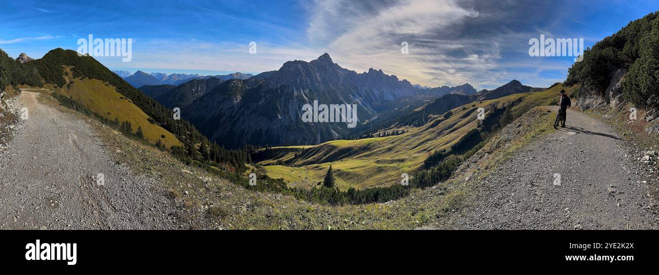Haldensee, Austria. 20th Oct, 2024. Mountainbiker on the track up to ...