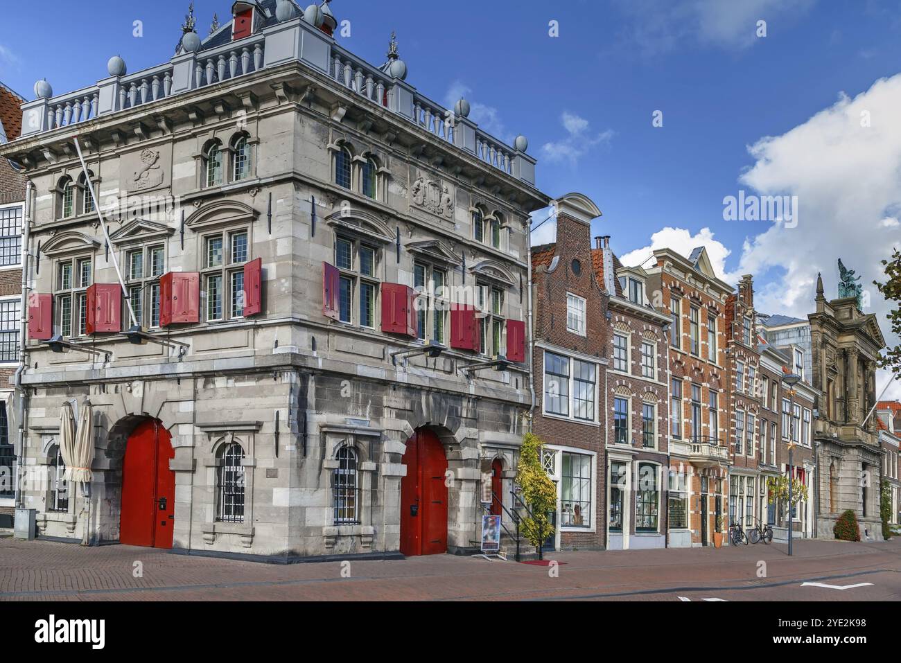 Street with historical houses in Haarlem city center, Netherlands Stock ...
