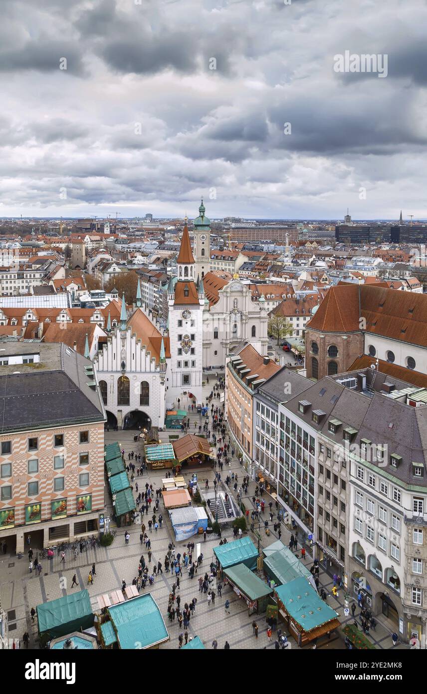 Old Town Hall, Munich, Germany. Aerial view from New Town Hall tower ...