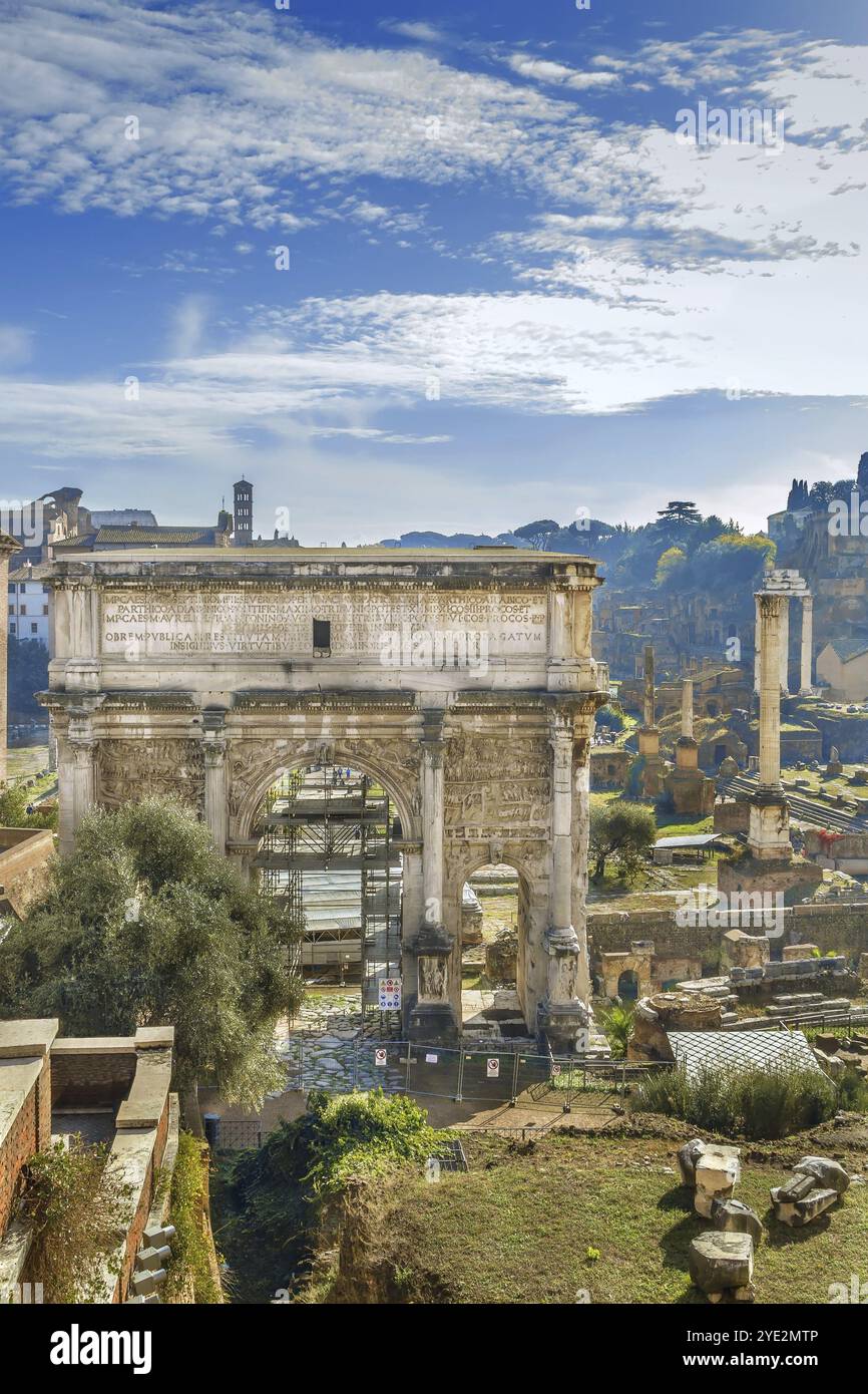 Marble Arch of Septimius Severus at the Roman Forum is a triumphal arch ...