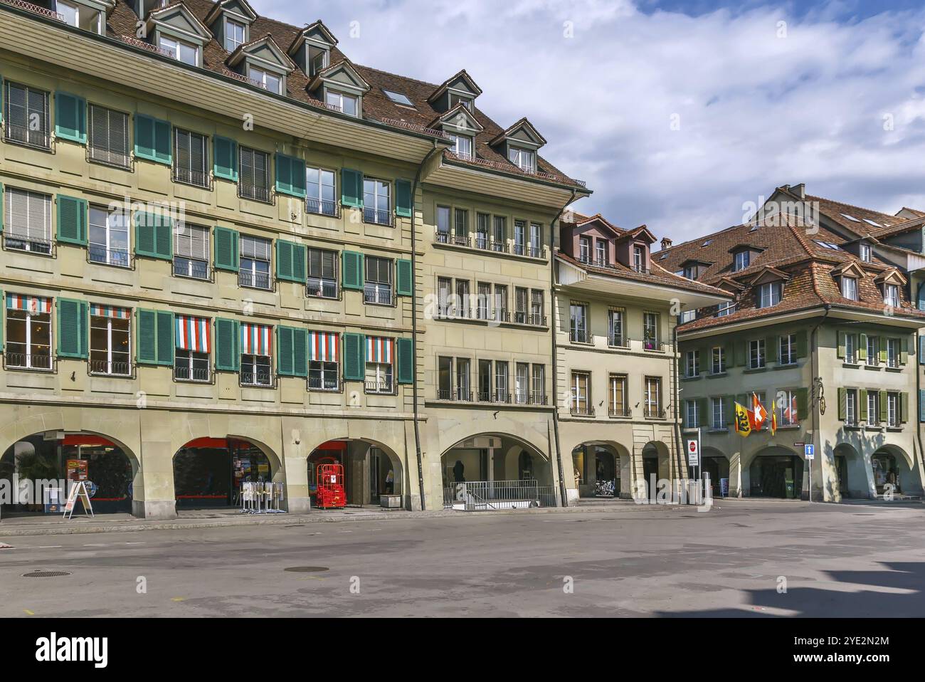 Street with historic houses in Bern city center, Switzerland, Europe ...