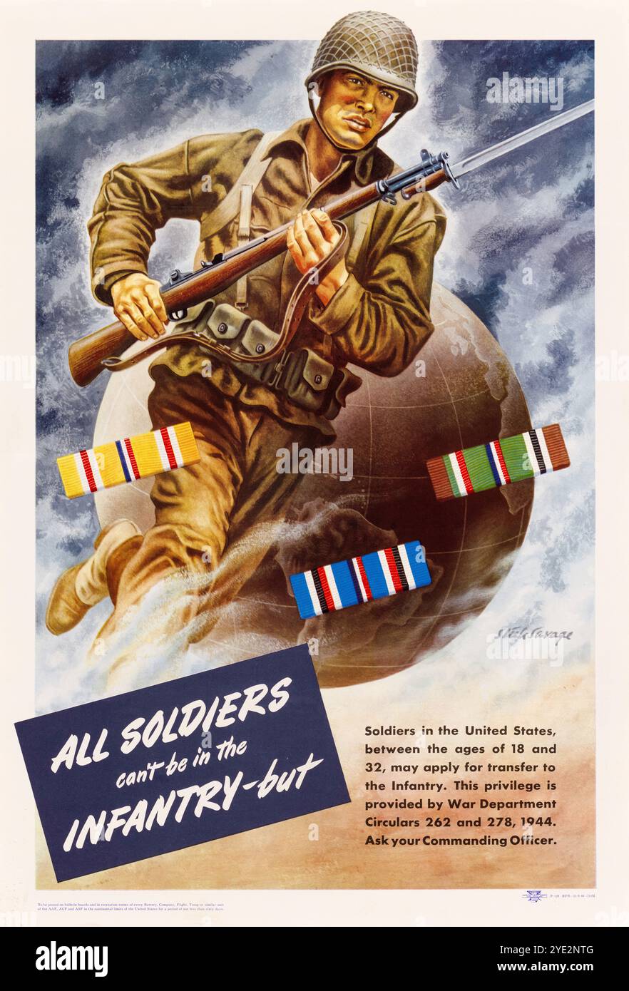 American, US, WW2, Recruitment poster, All Soldiers Can’t be in the ...
