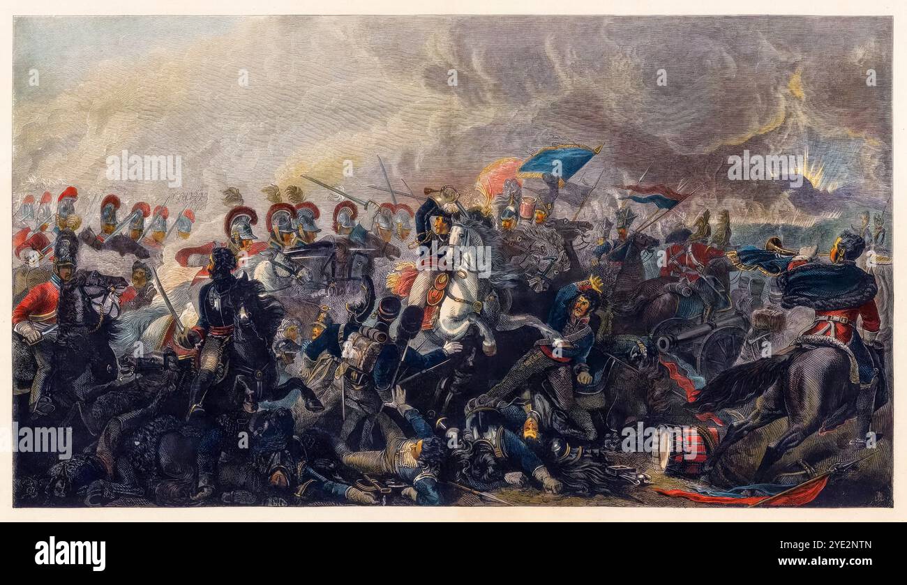 The Decisive Charge of the Life Guards at the Battle of Waterloo, hand ...