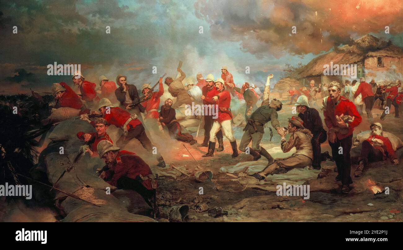 The Defence of Rorke's Drift, 1879, (Battle of Rorke’s Drift), painting ...