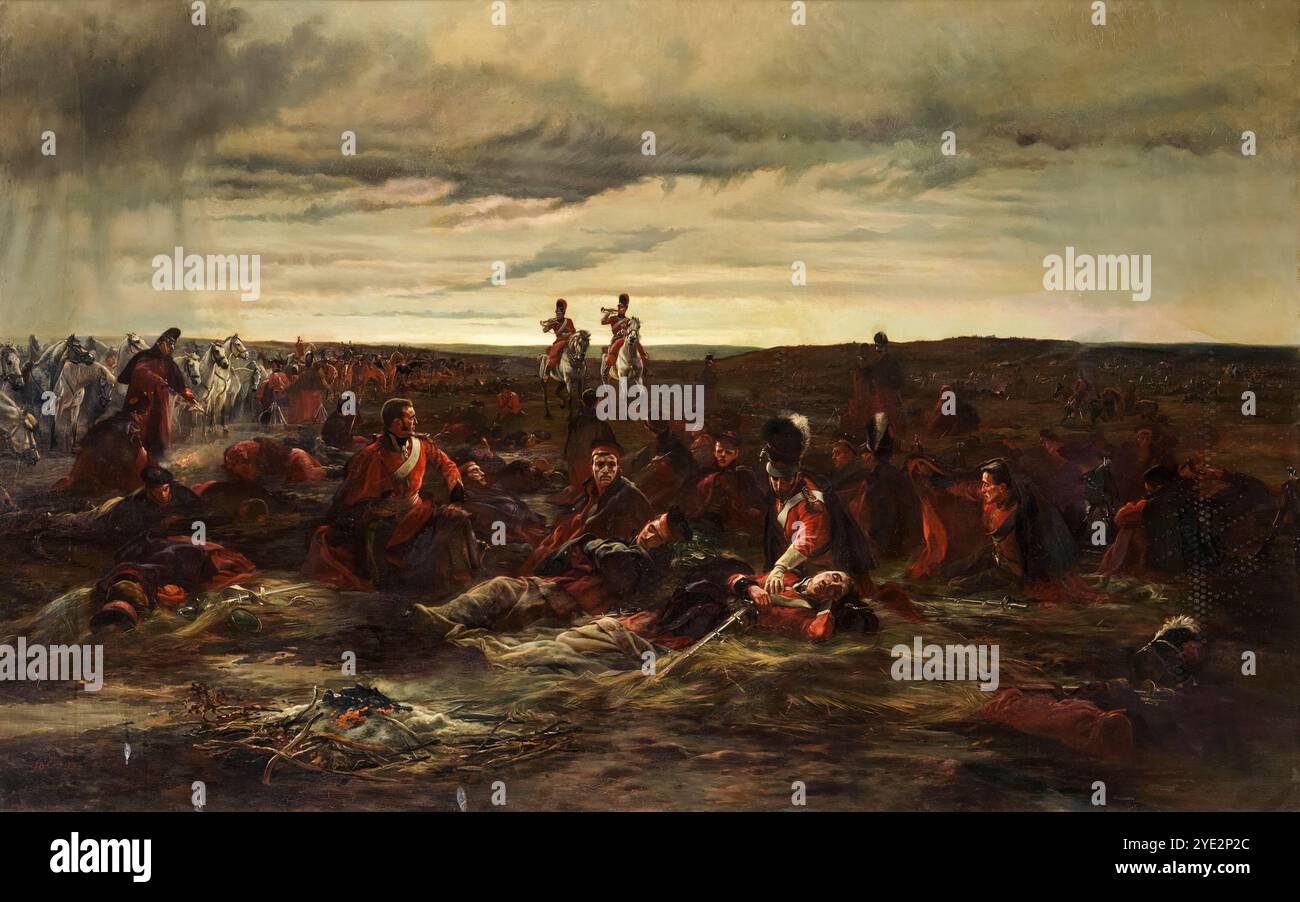 Dawn of Waterloo (Battle of Waterloo), painting in oil on canvas by ...