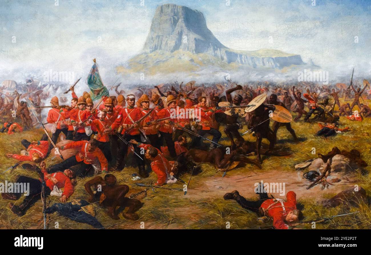 The Battle of Isandlwana, 22nd January 1879, painting in oil on canvas by Charles Edwin Fripp ...