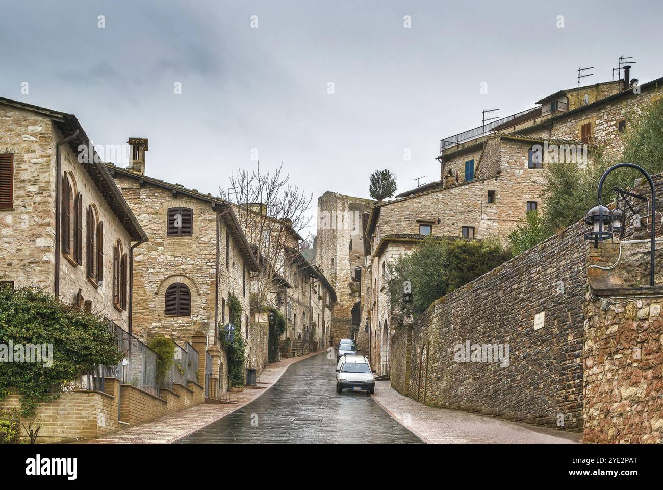 Street in historical center of Assisi, Italy, Europe Stock Photo - Alamy
