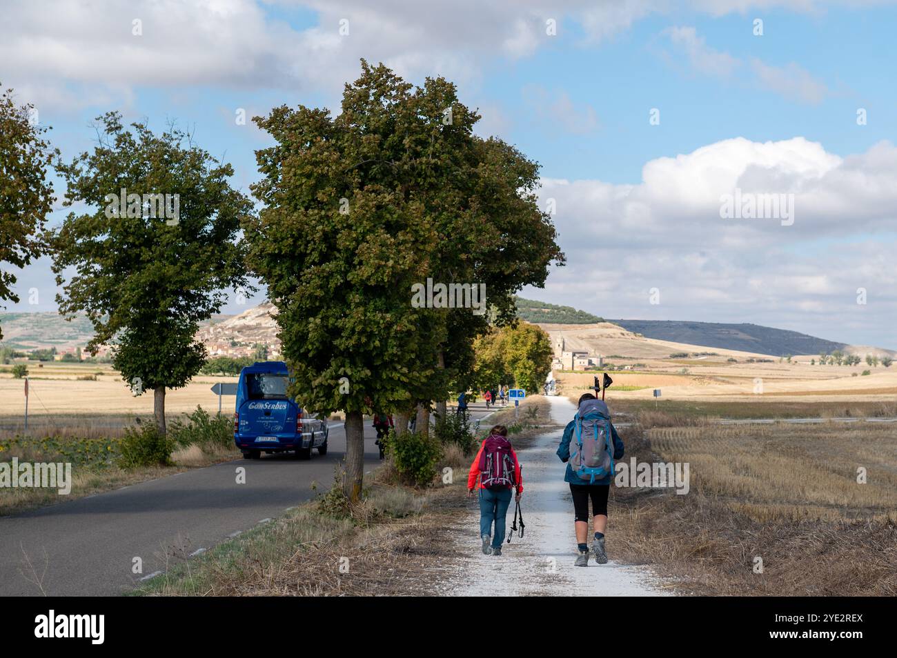 Castrojeriz, Spain: 2024 September 17: Pilgrims arriving in the city of ...