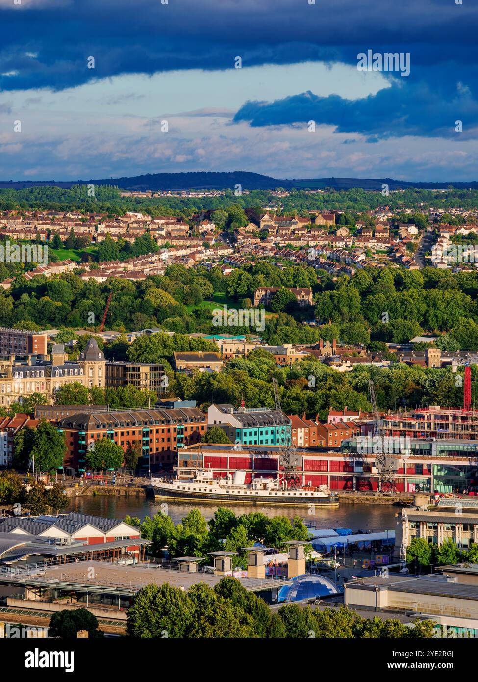 Cityscape seen from Cabot Tower in Brandon Hill Park, Bristol, England ...