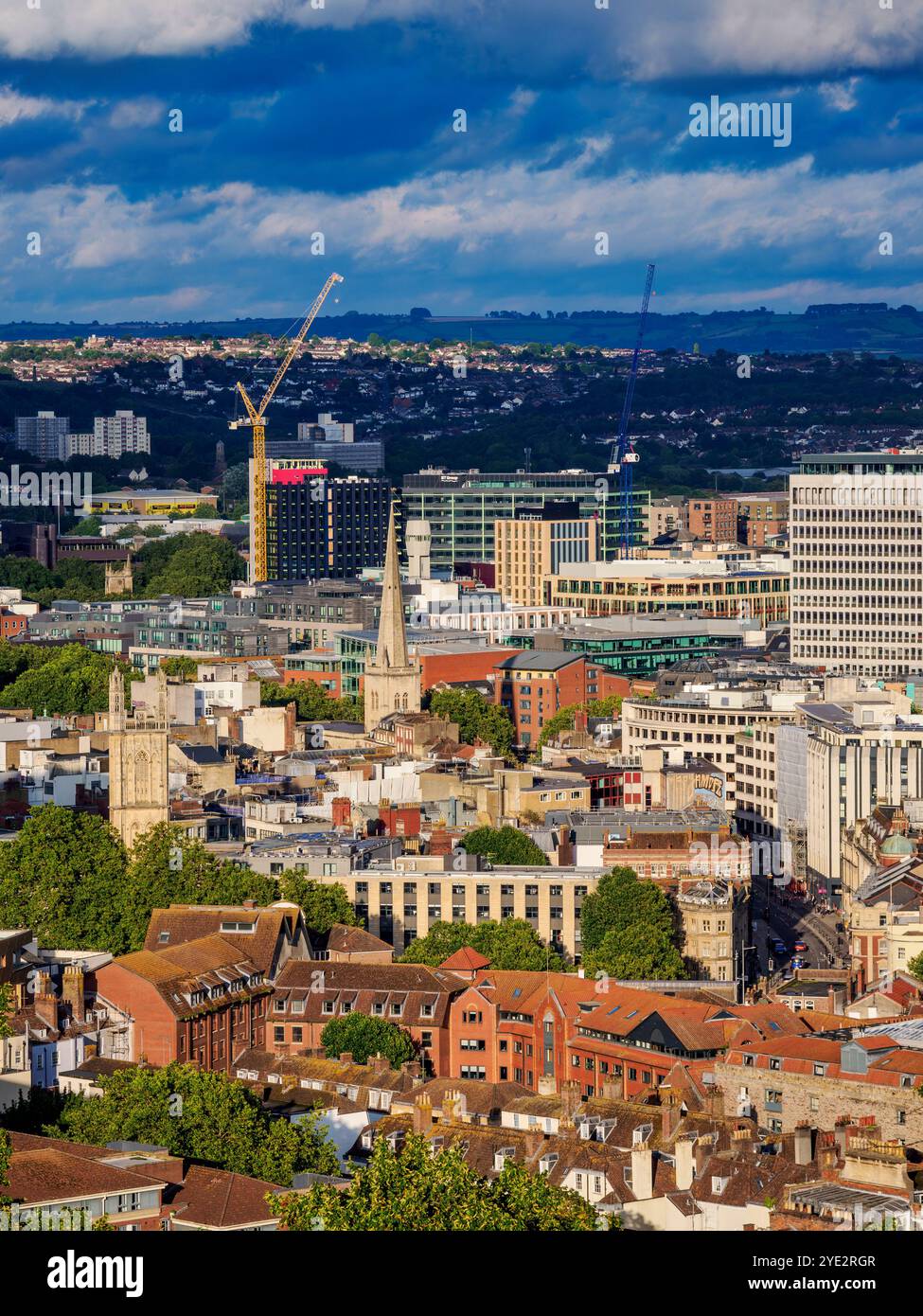 Cityscape seen from Cabot Tower in Brandon Hill Park, Bristol, England, United Kingdom Stock ...