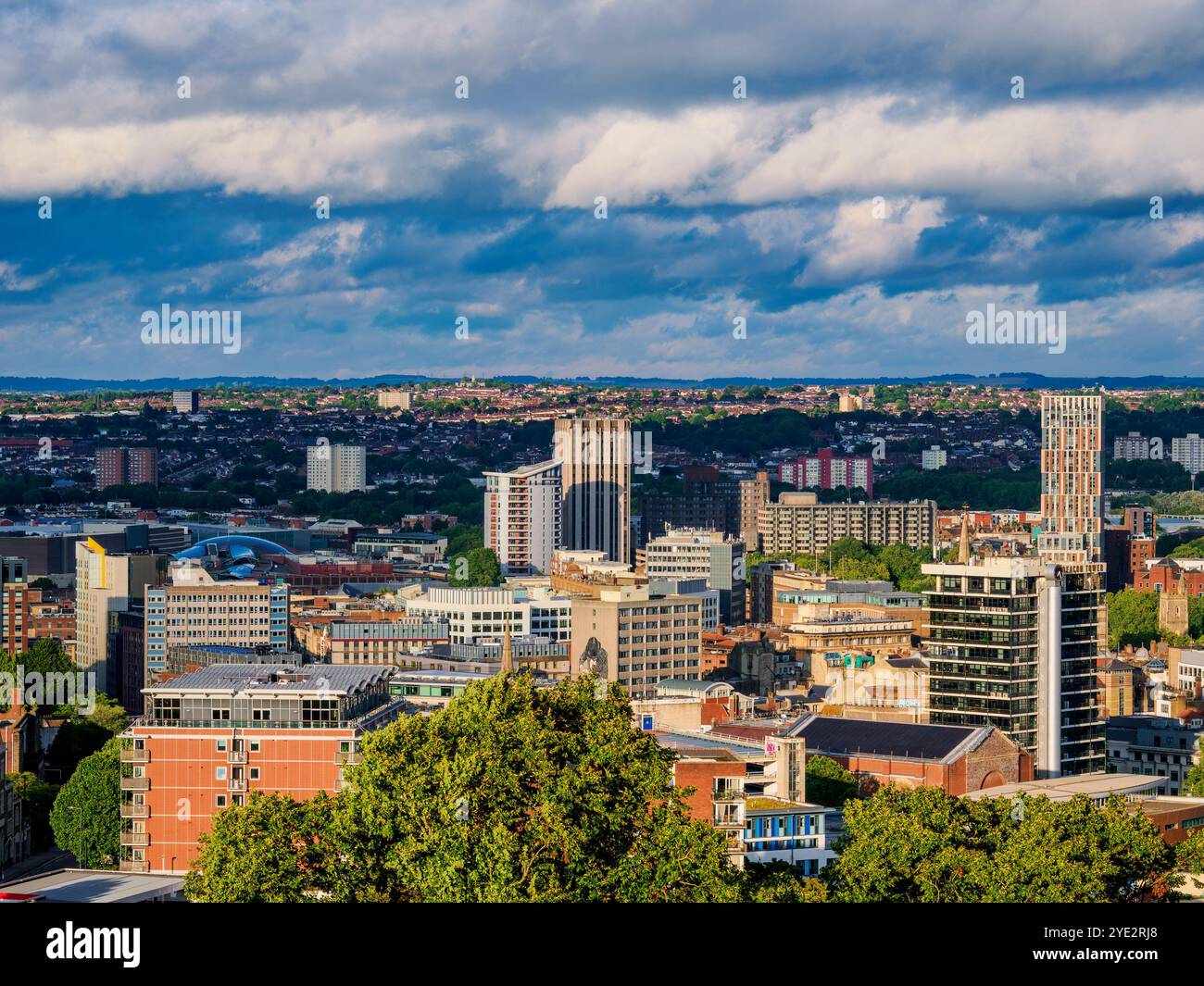 Cityscape seen from Cabot Tower in Brandon Hill Park, Bristol, England, United Kingdom Stock ...