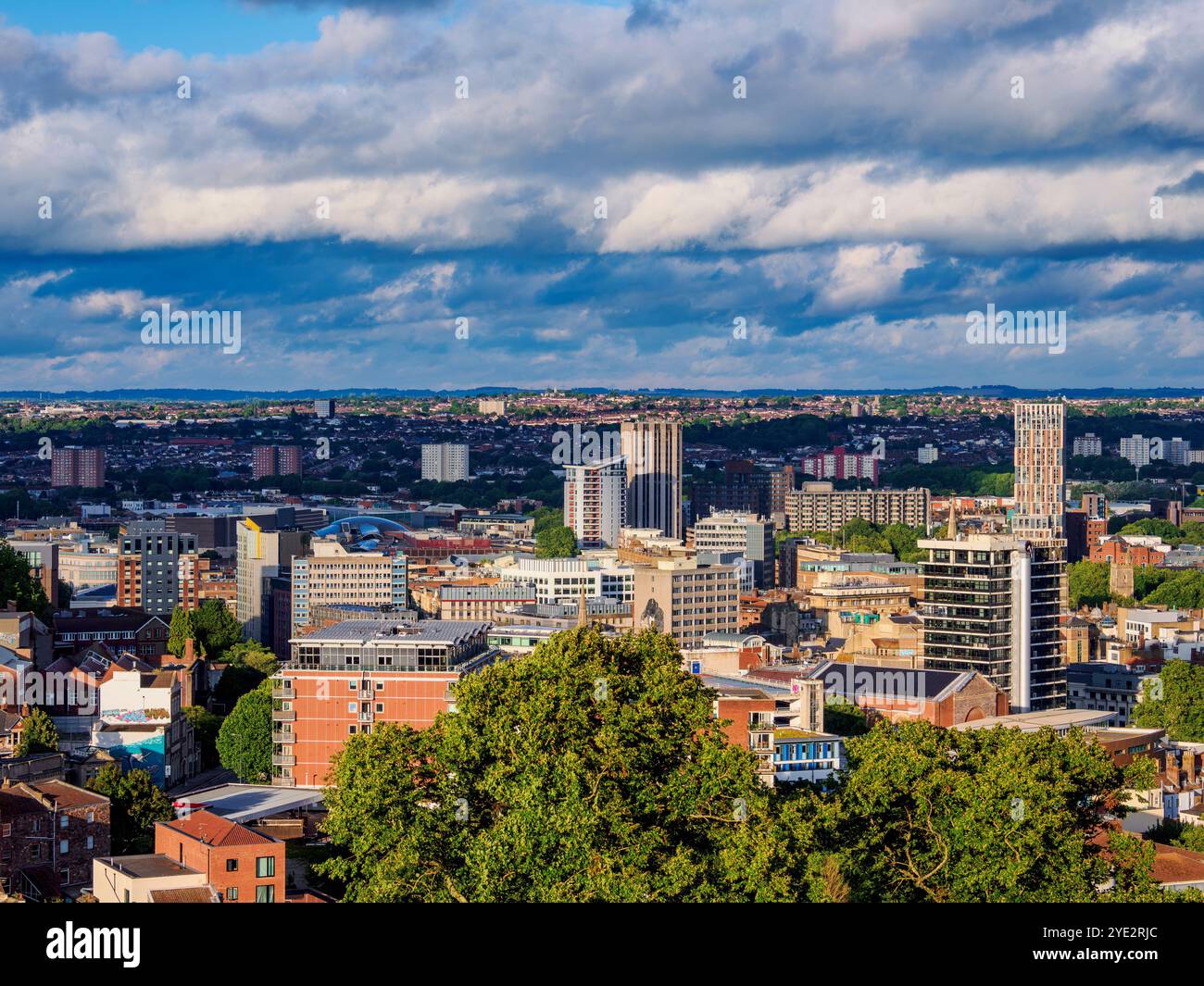 Cityscape seen from Cabot Tower in Brandon Hill Park, Bristol, England ...