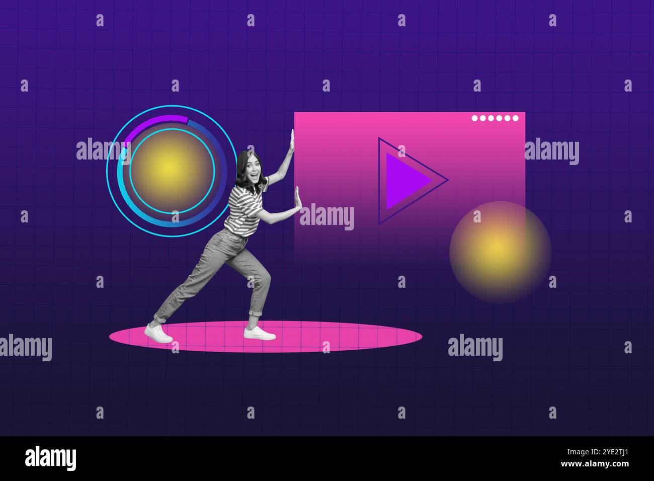 Composite trend artwork 3D sketch photo collage of cyberspace virtual ...