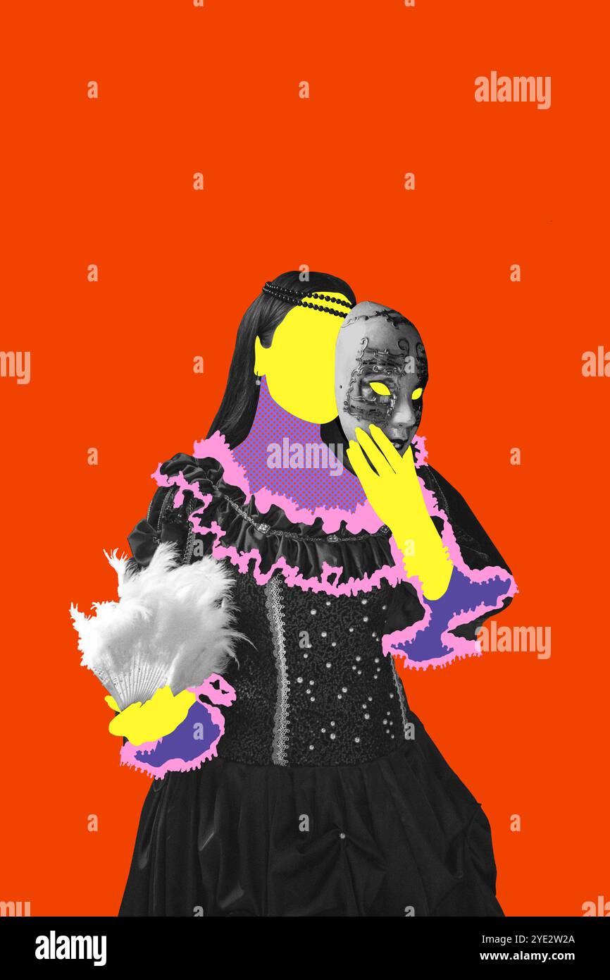 Contemporary art collage. Bold and vibrant abstract portrait of ...