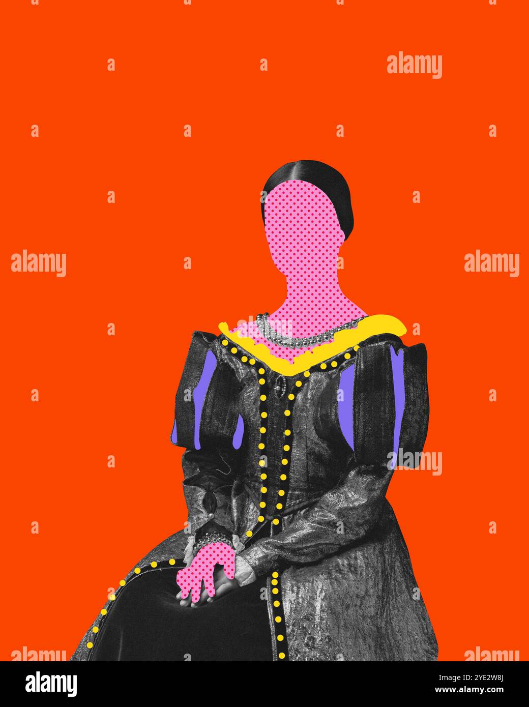 Abstract portrait of medieval woman, queen, princess in vintage attire ...