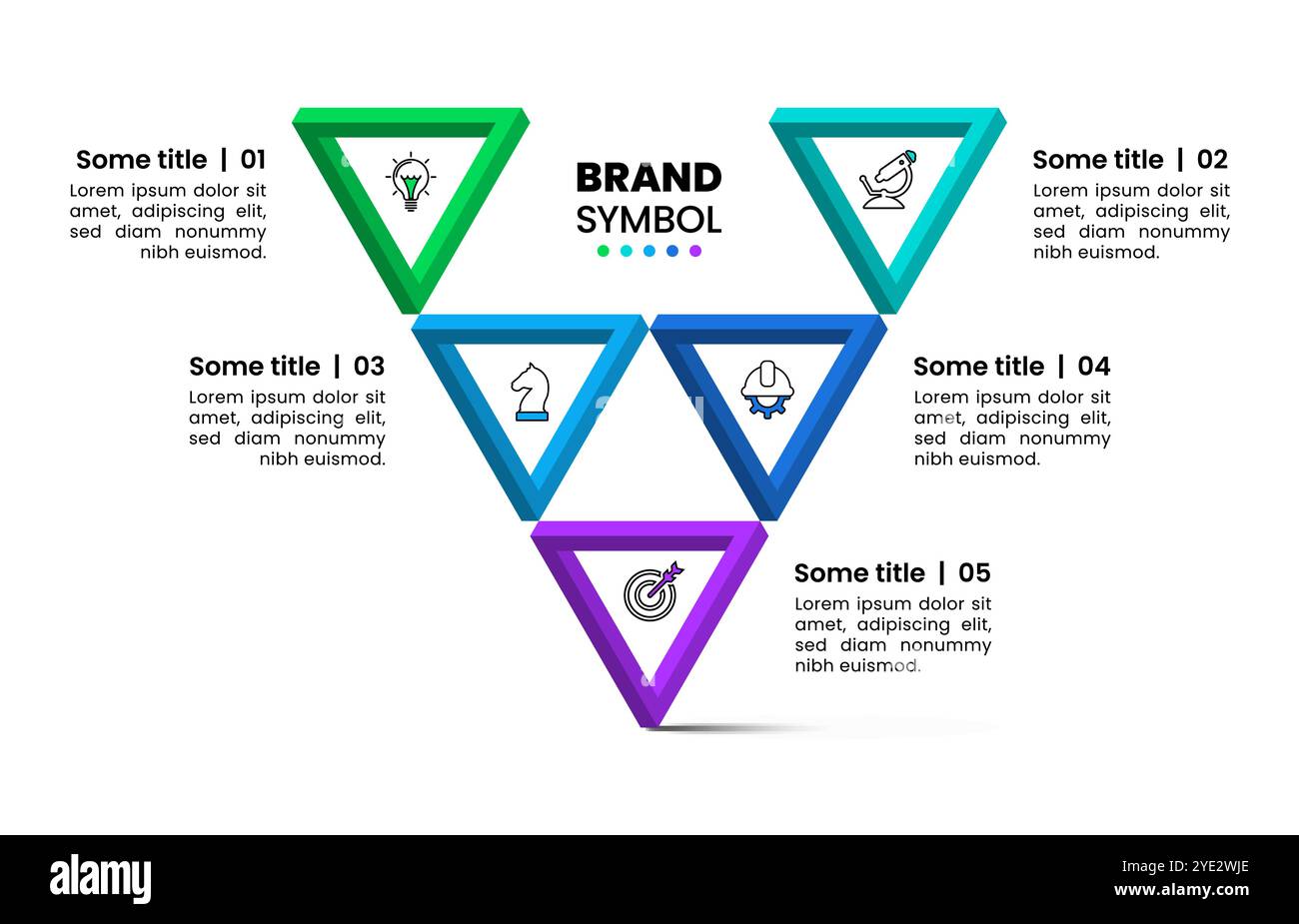 Infographic template with icons and 5 options or steps. Triangles. Can ...