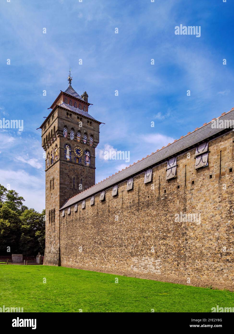 The Clock Tower, Cardiff Castle, Cardiff, Wales, United Kingdom Stock ...