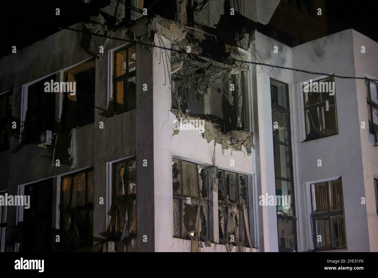 KHARKIV, UKRAINE - OCTOBER 28, 2024 - A Russian guided bomb damages the ...