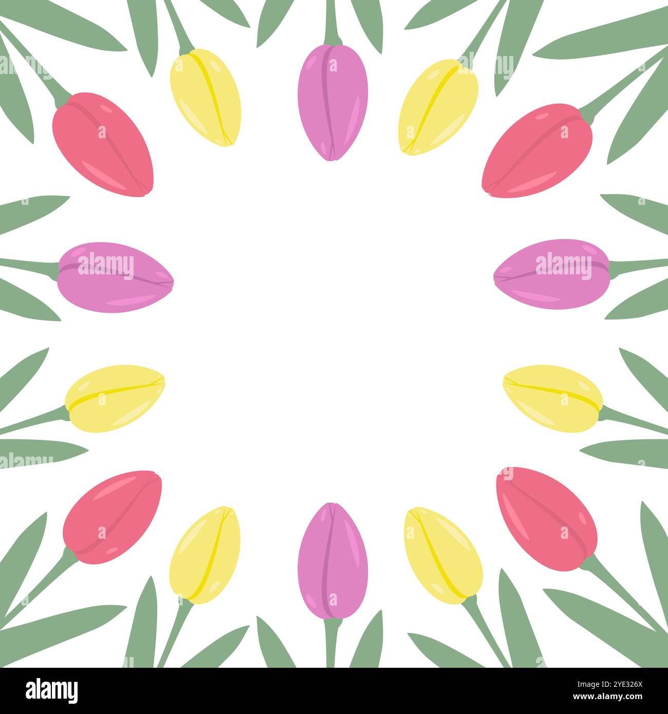 Colorful tulips Square frame border in trendy spring shades ...
