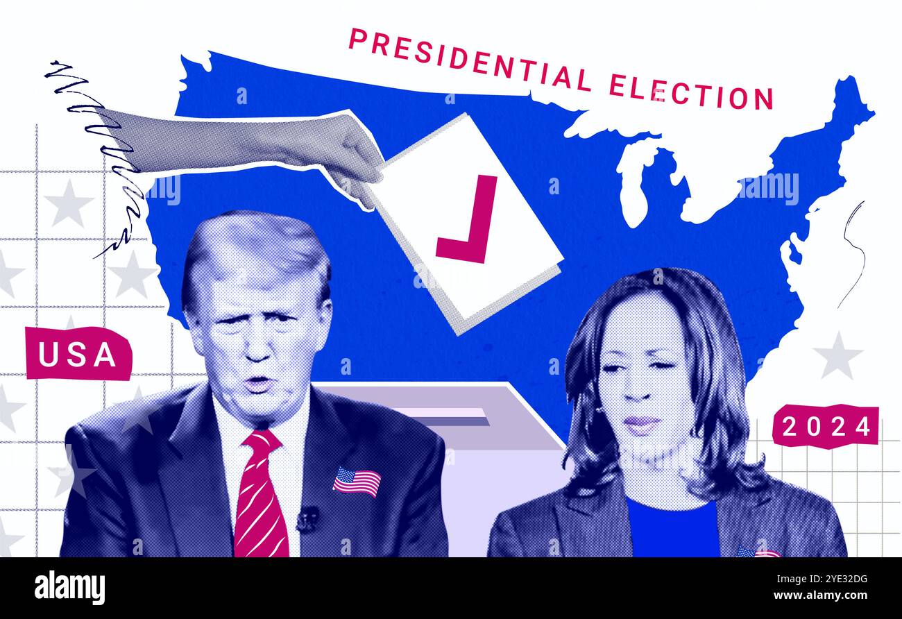 Portrait of Donald Trump and Kamala Harris. Collage illustrative ...