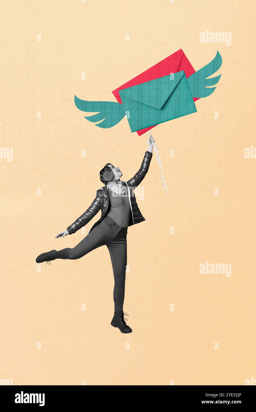 Composite trend artwork sketch image photo collage of young lady ...