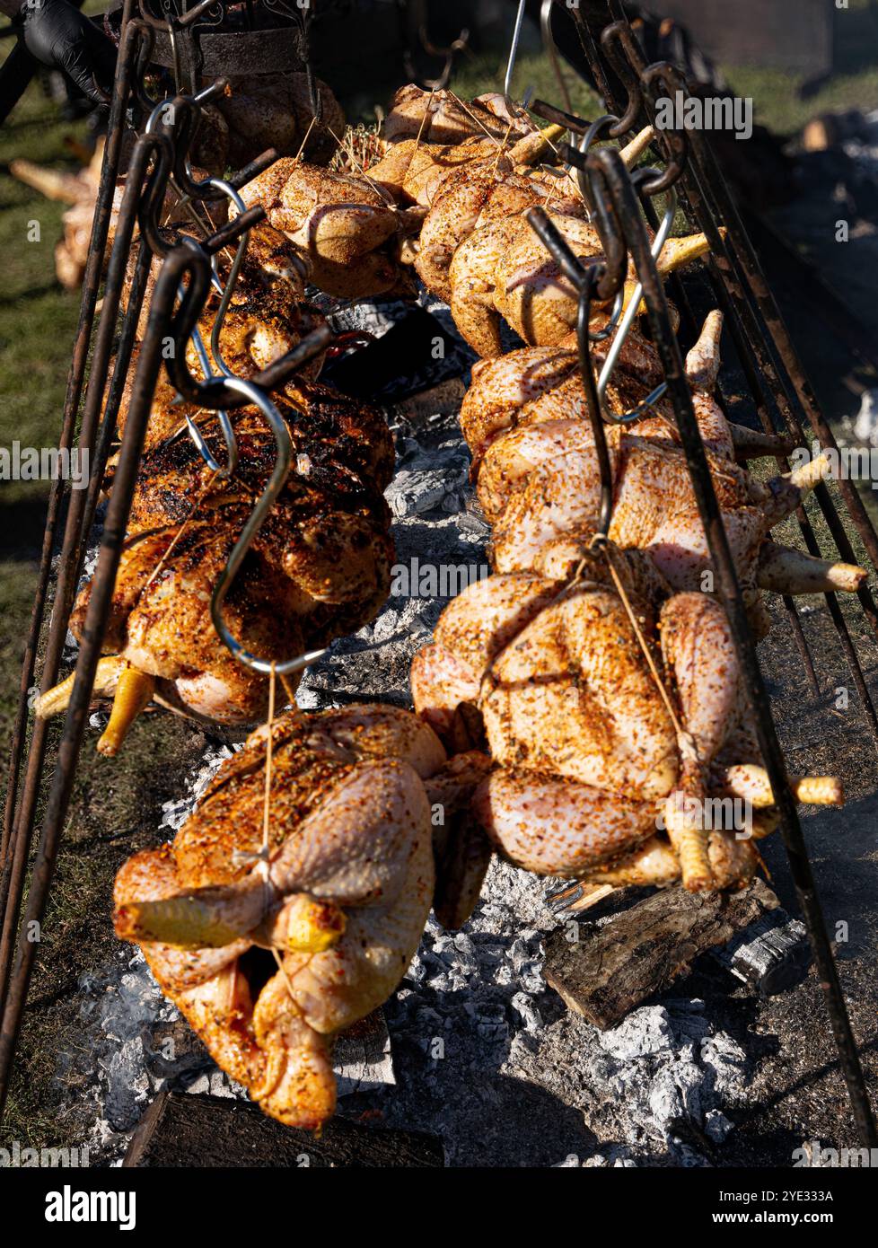 Cooking chickens over an open fire hi-res stock photography and images ...