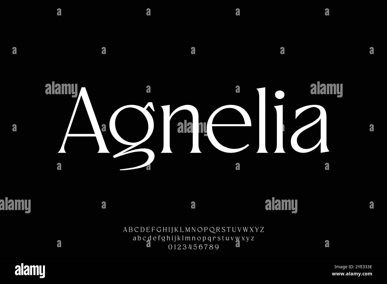 Modern elegant sharp serif alphabet display font vector glamor style ...