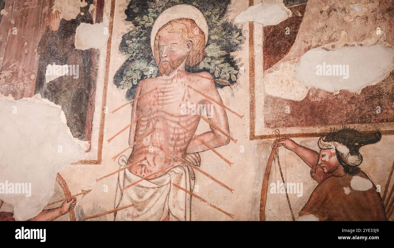 A detailed fresco from the Renaissance era features significant ...